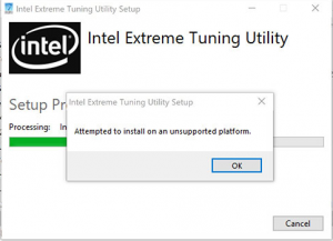 Intel XTU error 0x80070643 attempted to install on an unsupported platform - DeFacto IO